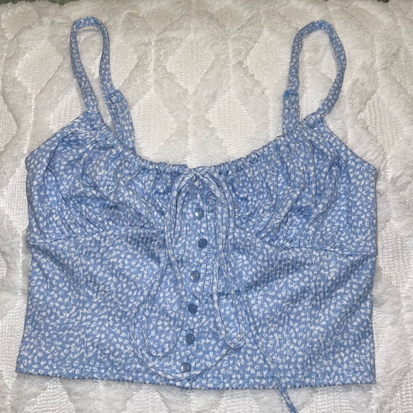 Urban Outfitters | Tops | Urban Outfitters Light Blue Floral Tank Top ...